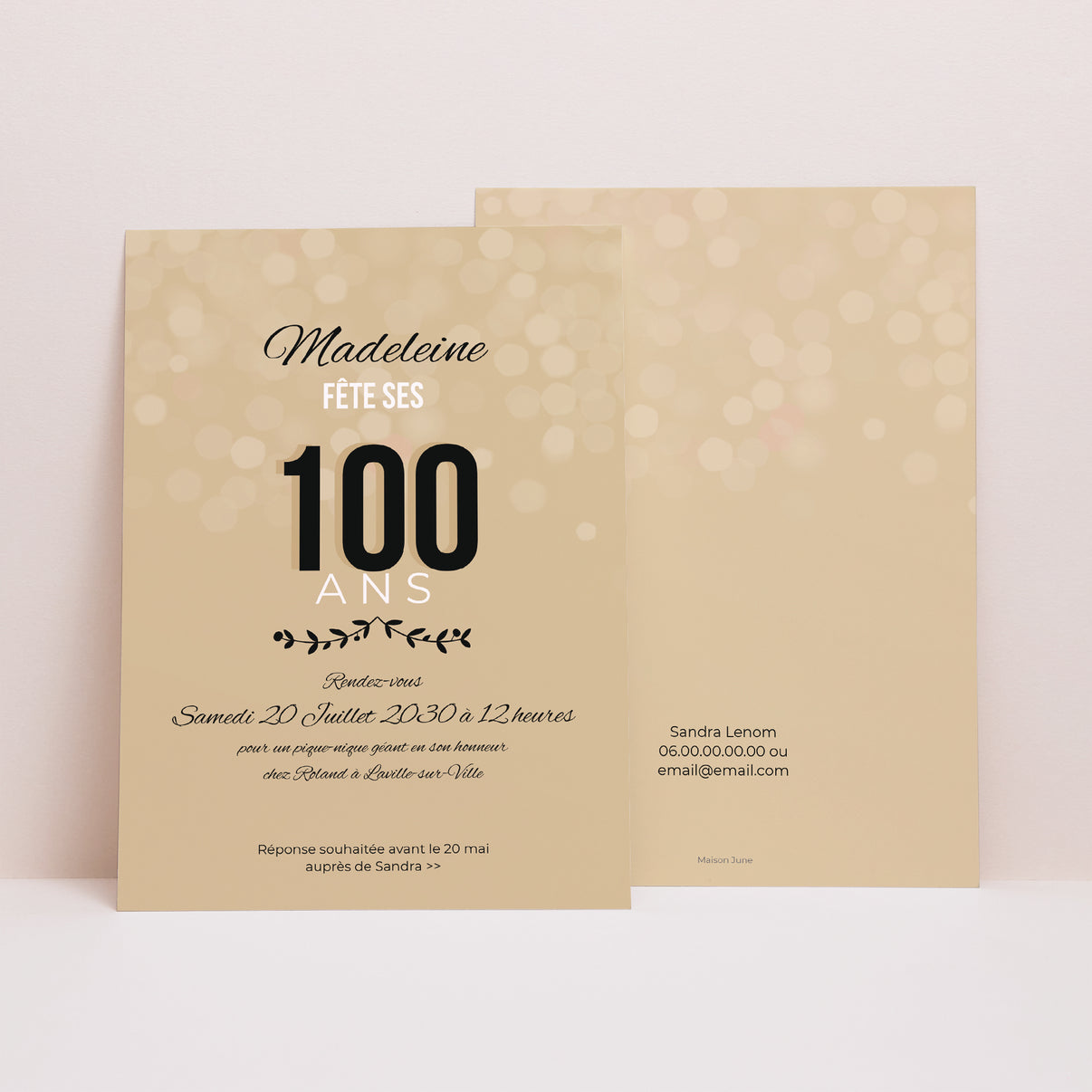 Invitations Anniversaire Adulte Portrait 100 ANS ! – Maison June
