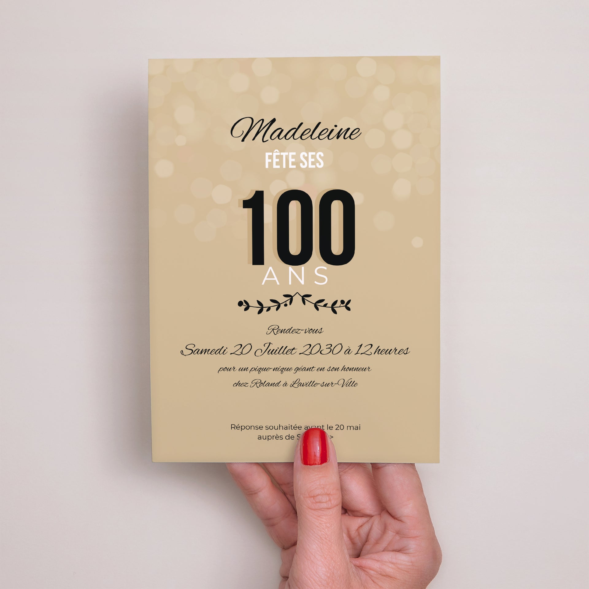 Invitations Anniversaire Adulte Portrait 100 ANS ! – Maison June
