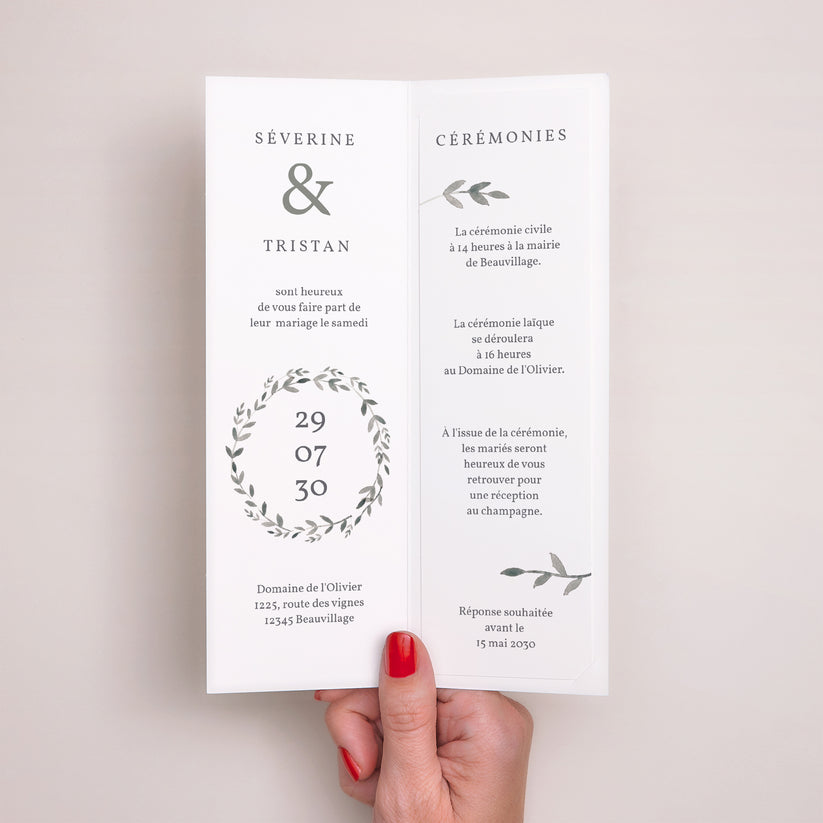 Faire part Mariage Marque-page photo Feuillages Vintage – Maison June