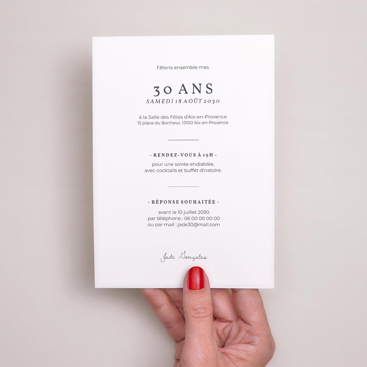 Invitations Anniversaire Adulte Portrait Fêtons 30 ans – Maison June