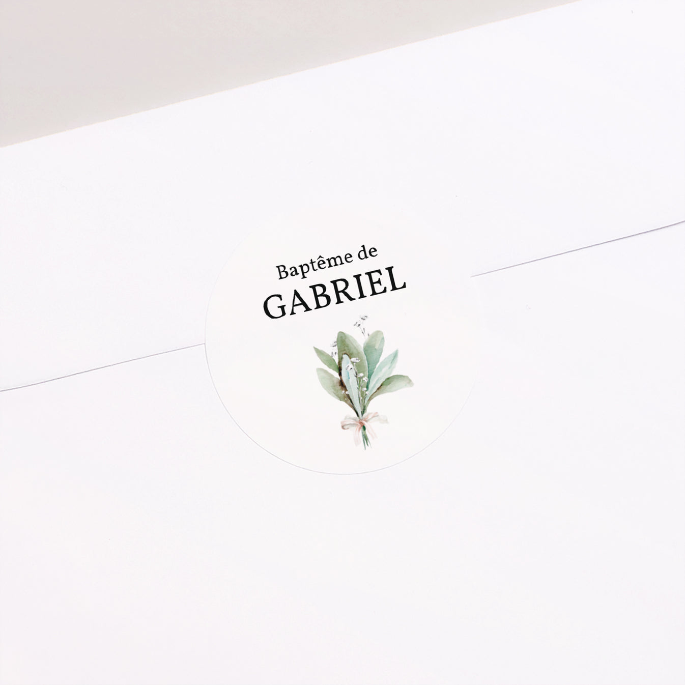 Sticker Baptême Rond Couronne florale II – Maison June