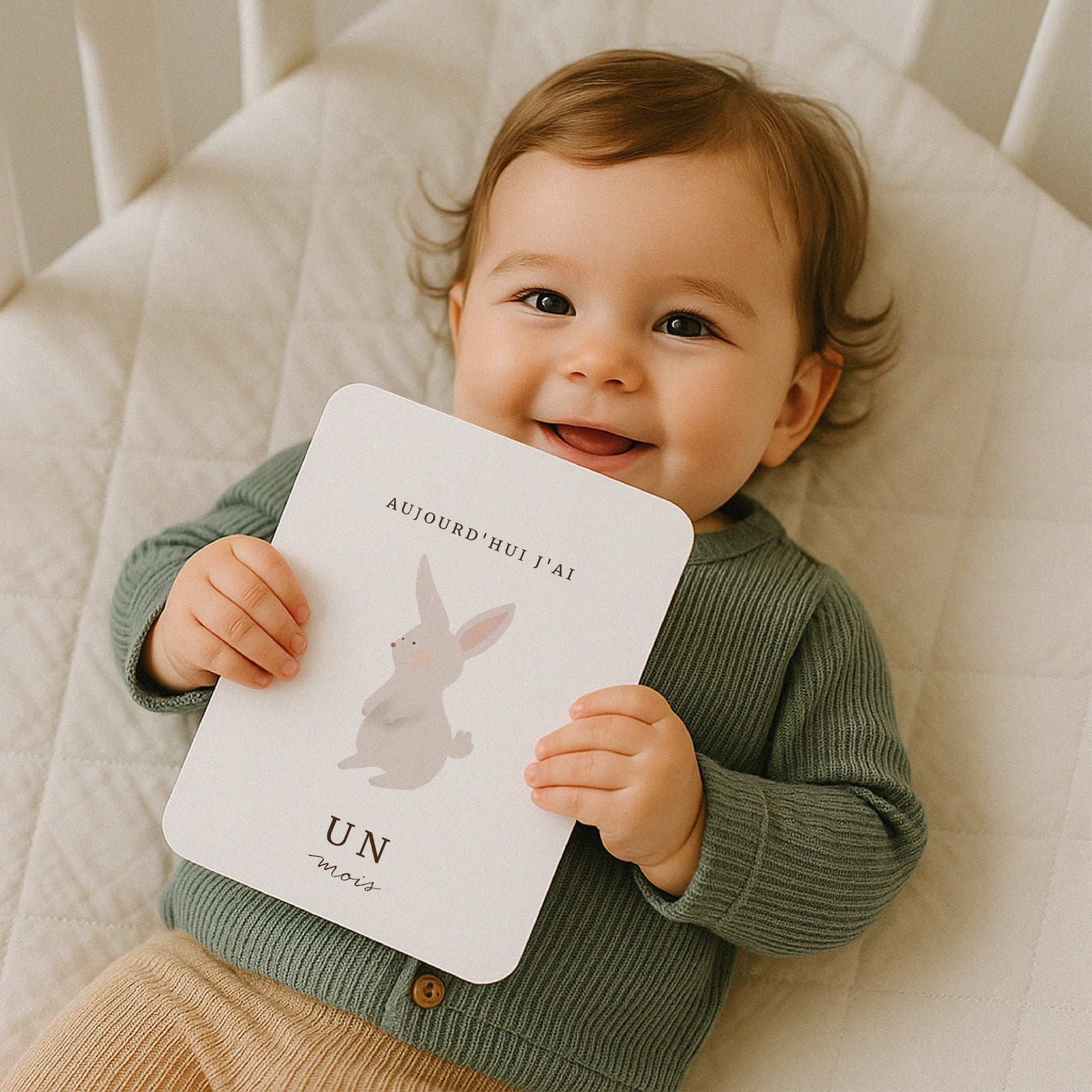 Carte étape bébé Naissance Lot de 12 Lapin fruité – Maison June