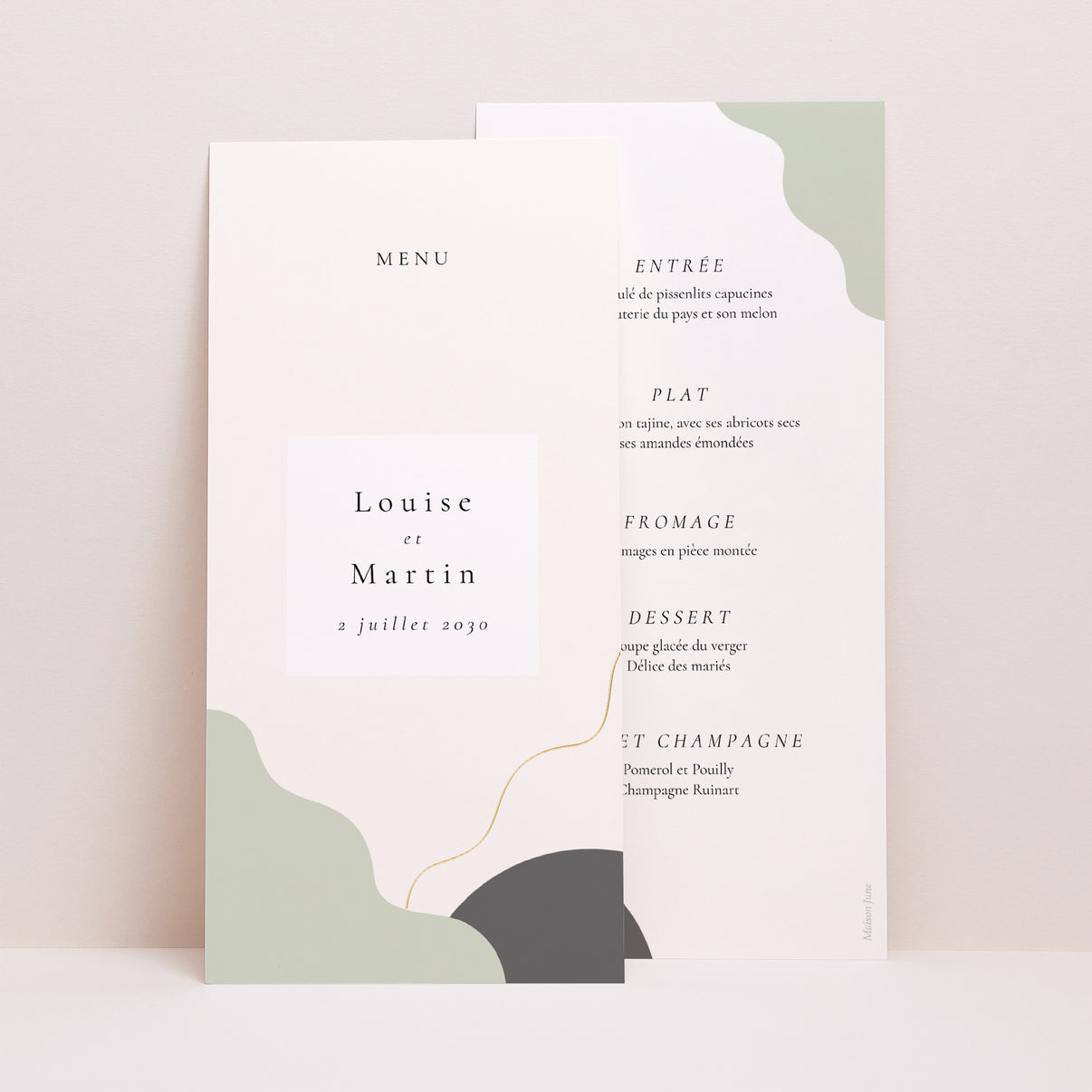 Menu Mariage Panoramique portrait Ondulations Modernes – Maison June