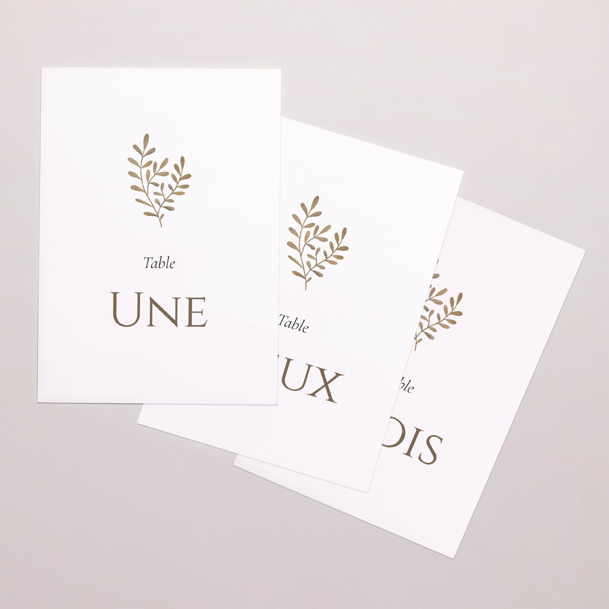 Marque table Mariage Rectangle Végétal sépia doré – Maison June