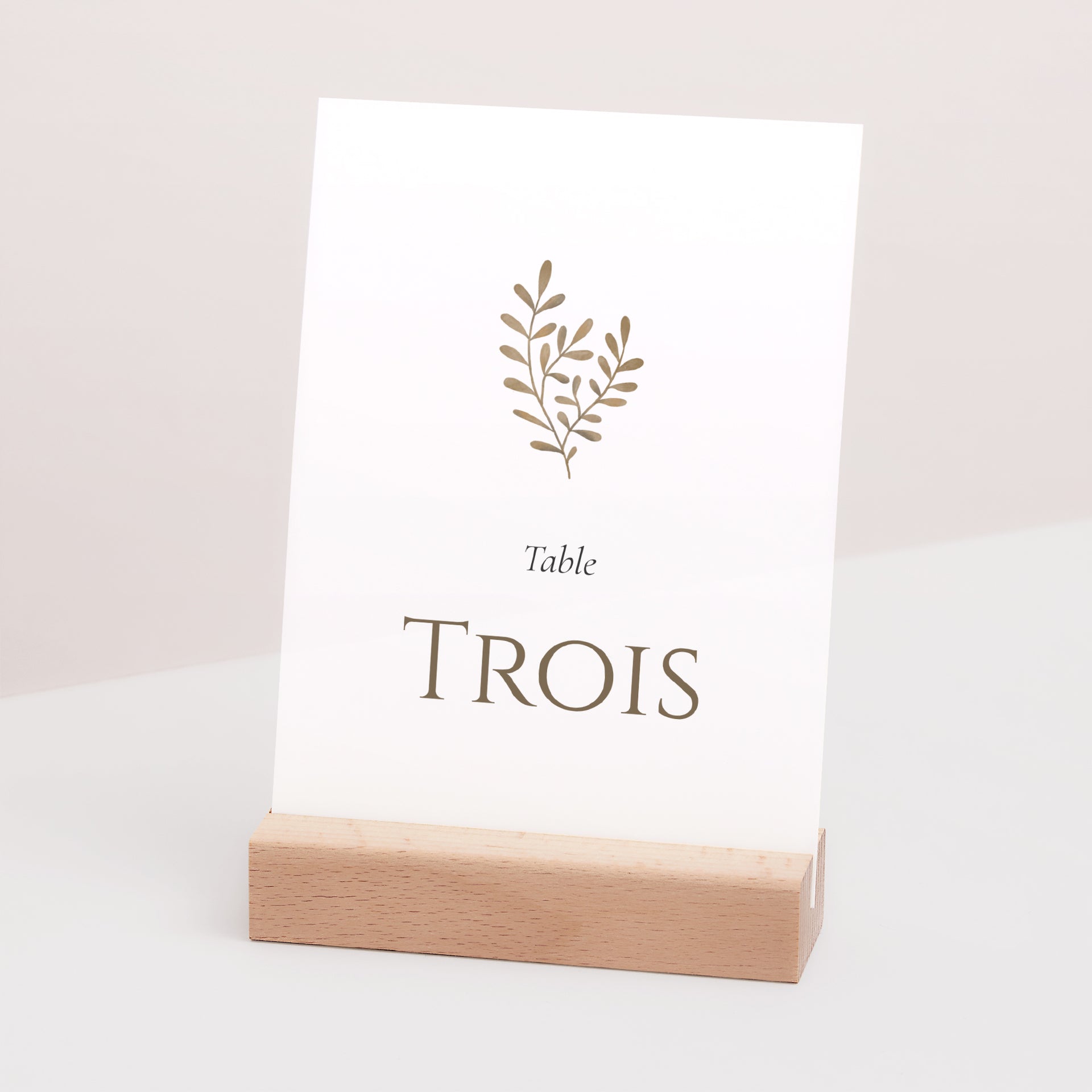 Marque table Mariage Rectangle Végétal sépia doré – Maison June
