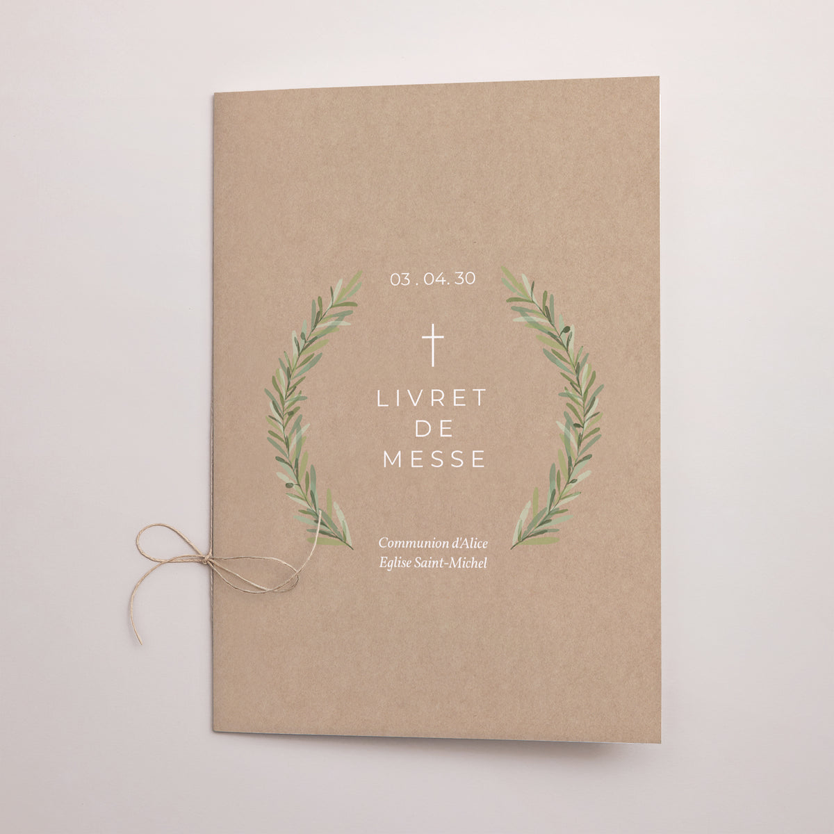 Livret de messe Communion Double volet Couronne Effet Kraft – Maison June