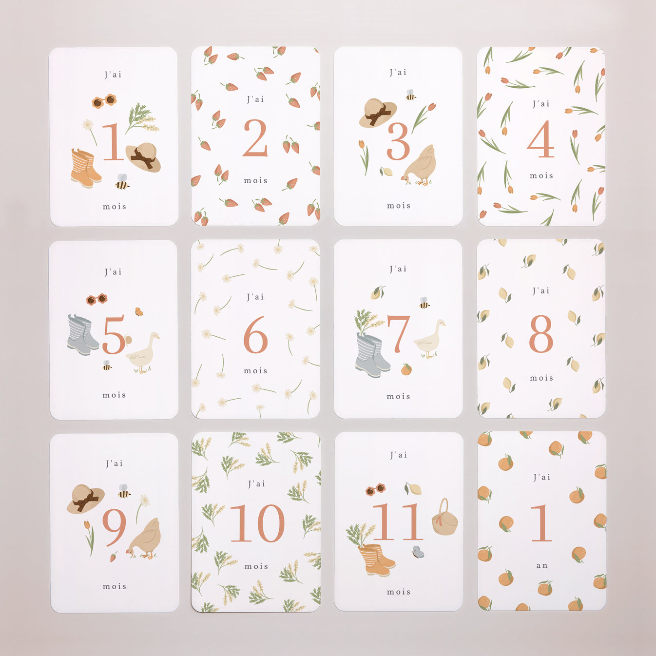 Carte étape bébé Naissance Lot de 12 Bullet journal Printemps – Maison June