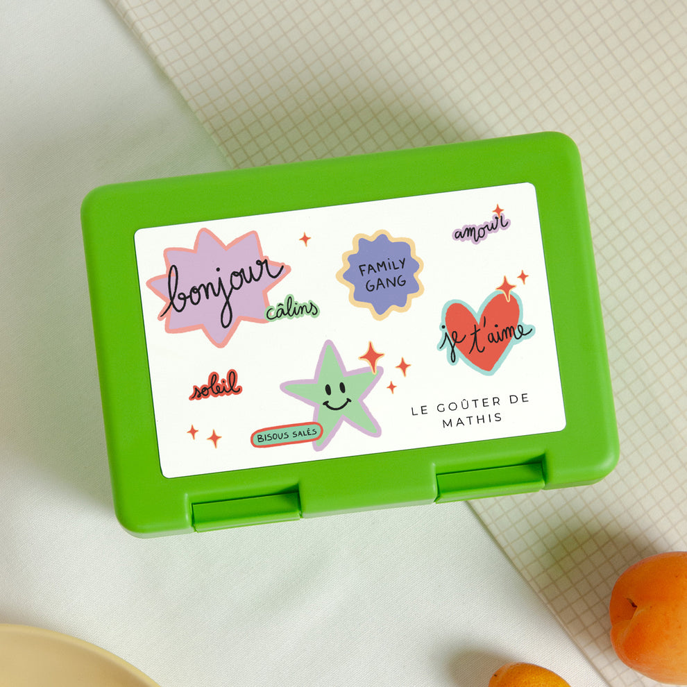 Boite gouter Objets Verte Stickers d'Amour – Maison June