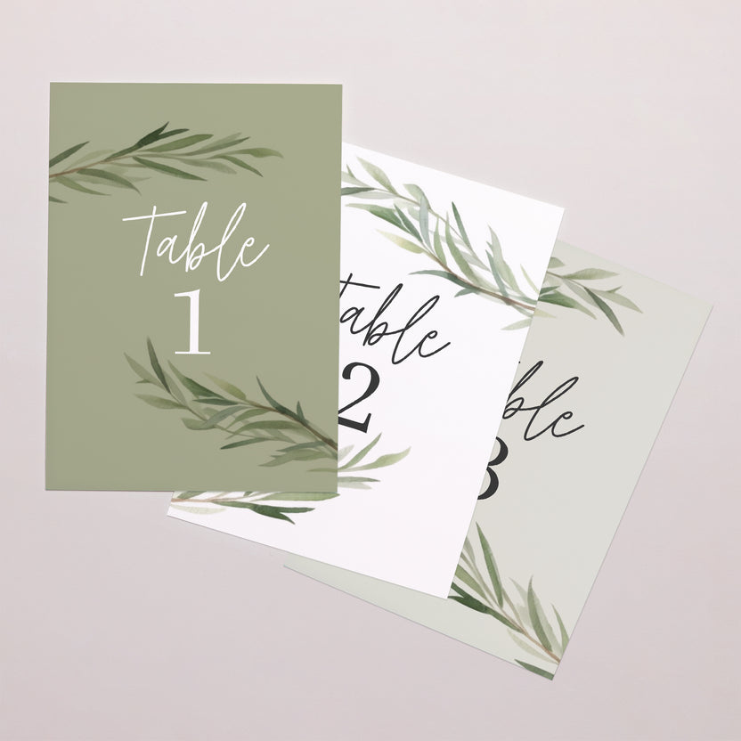 Marque table Mariage Rectangle Feuilles d'olivier – Maison June