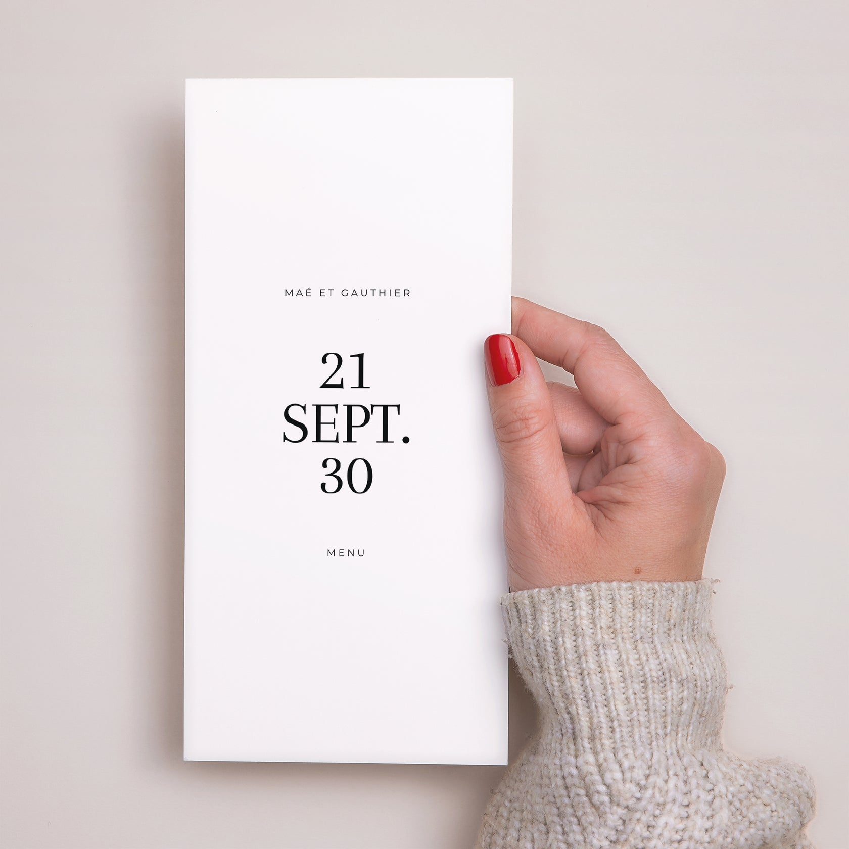 Menu Mariage Panoramique portrait Typo date – Maison June