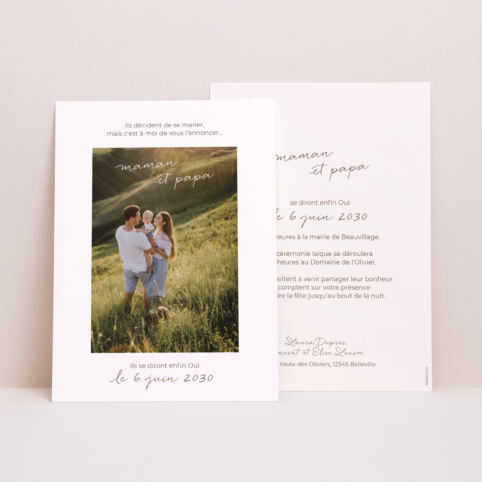 Faire part Mariage Portrait Maman et Papa se marient II – Maison June