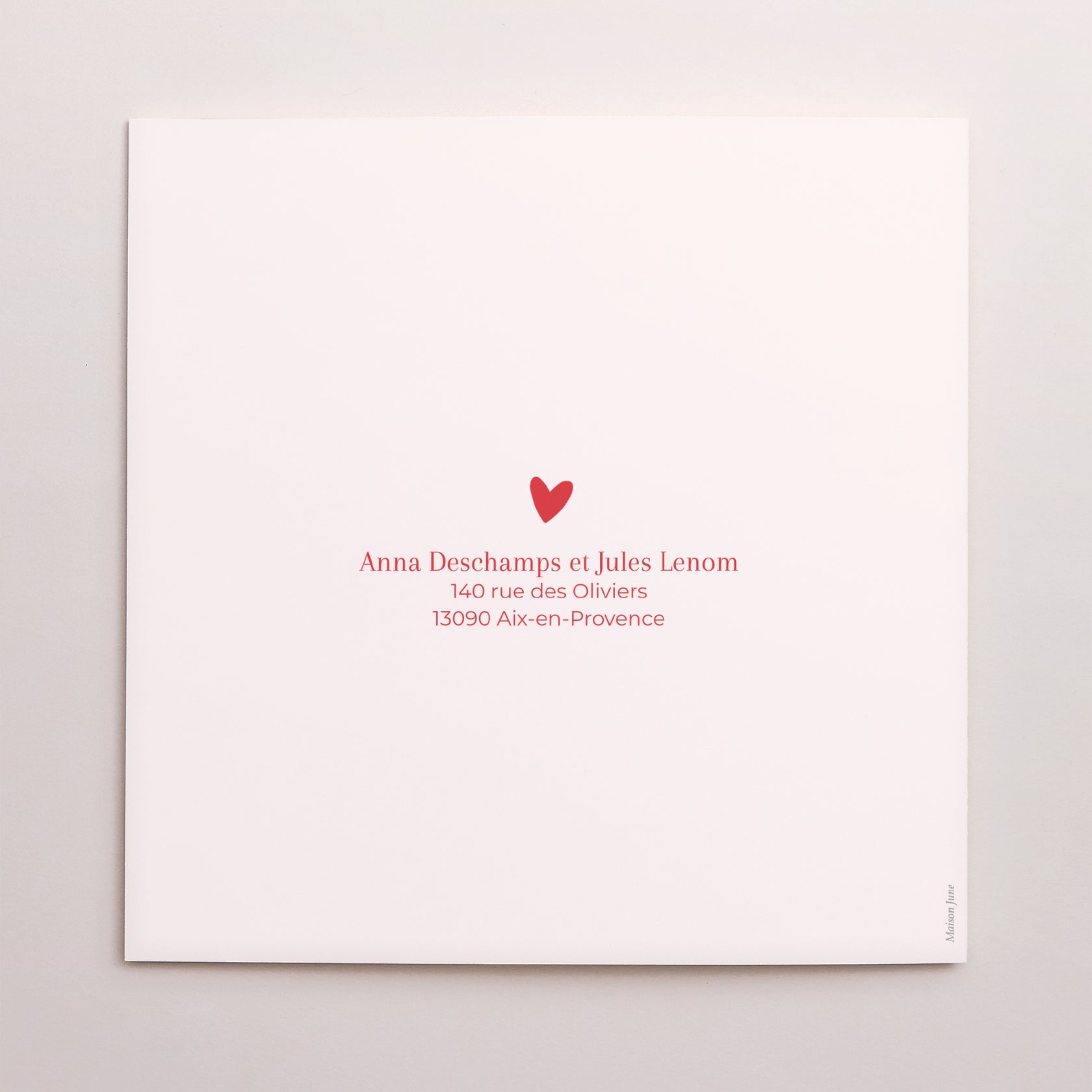 Faire part Mariage Carré double volet coeur sur toi – Maison June