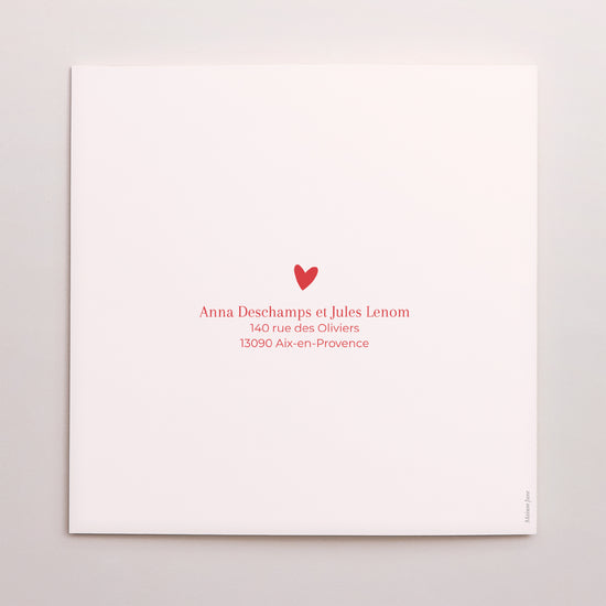 Faire part Mariage Carré double volet coeur sur toi – Maison June