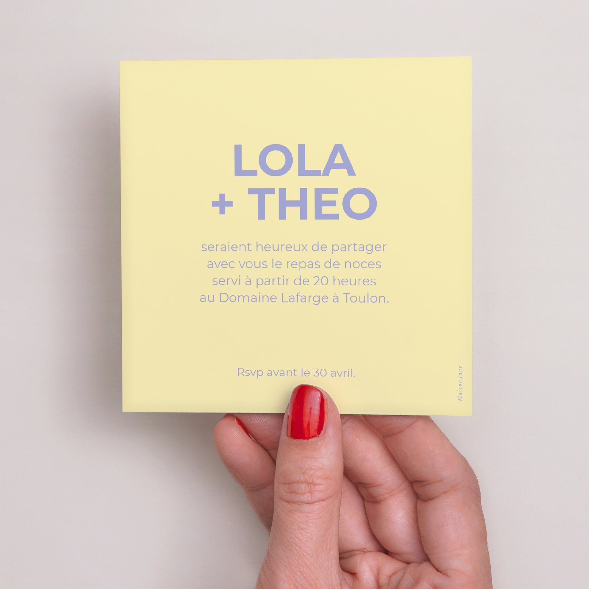 Invitations Mariage Carré Yellow graphic – Maison June