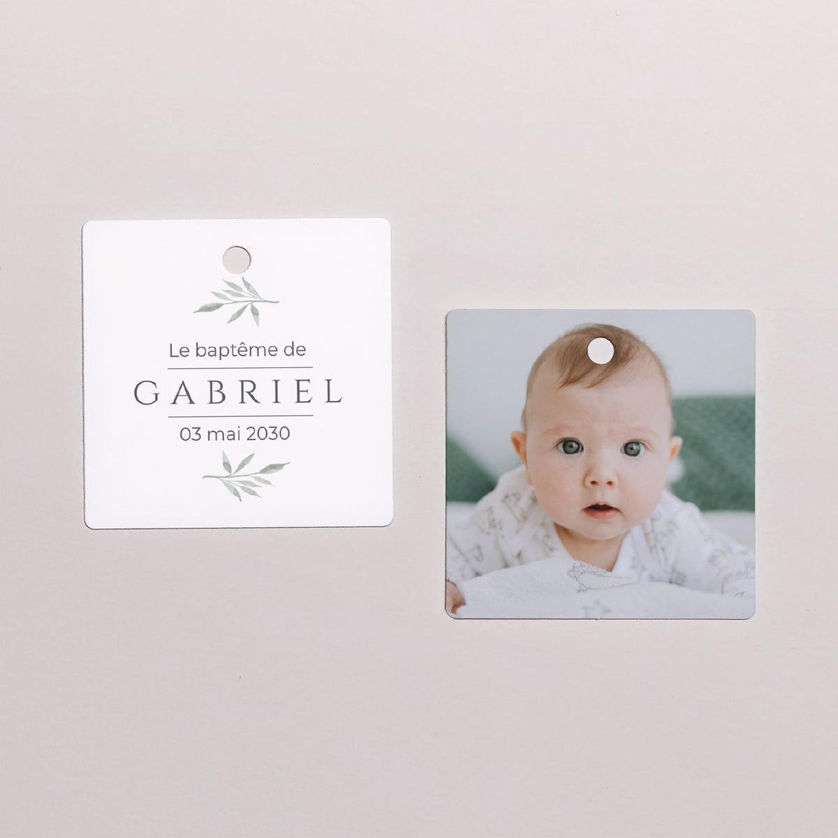 Etiquette perforée Baptême Carrée Petite pousse – Maison June