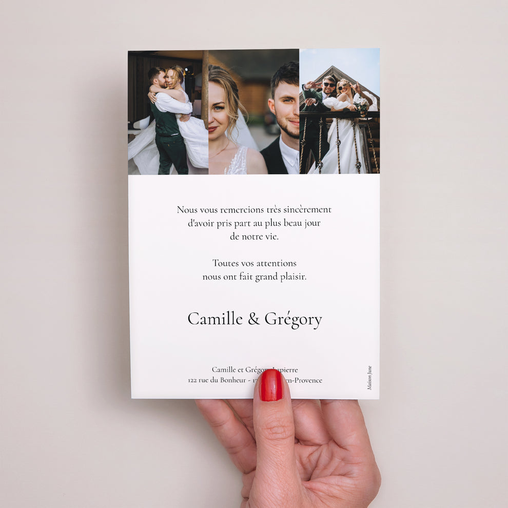 Remerciements Mariage Portrait Simplement Merci – Maison June