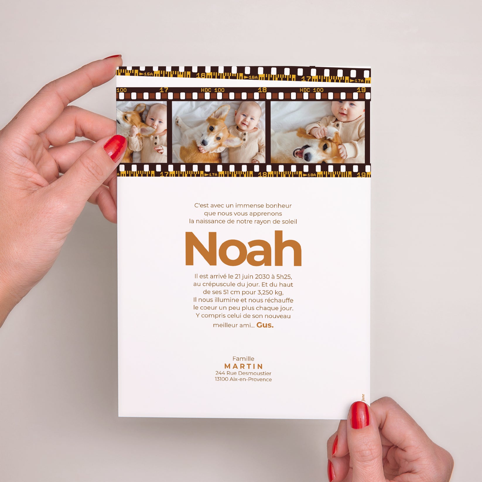 Faire part Naissance Grand format rectangle Mon premier rôle – Maison June