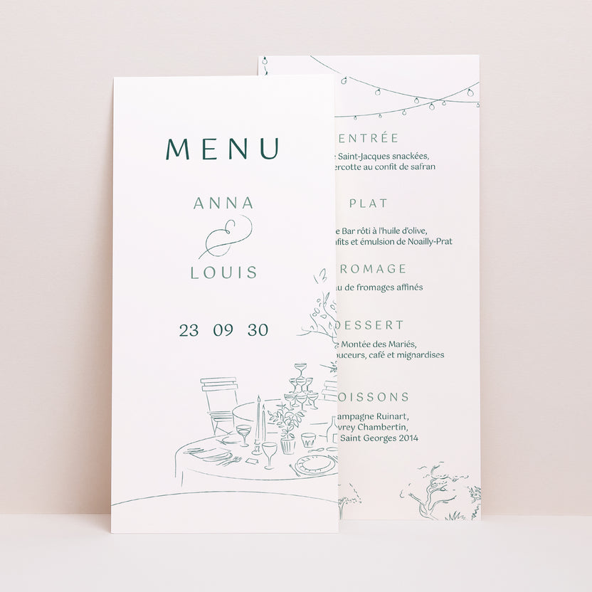 Menu Mariage Panoramique portrait Le domaine des Lumières – Maison June