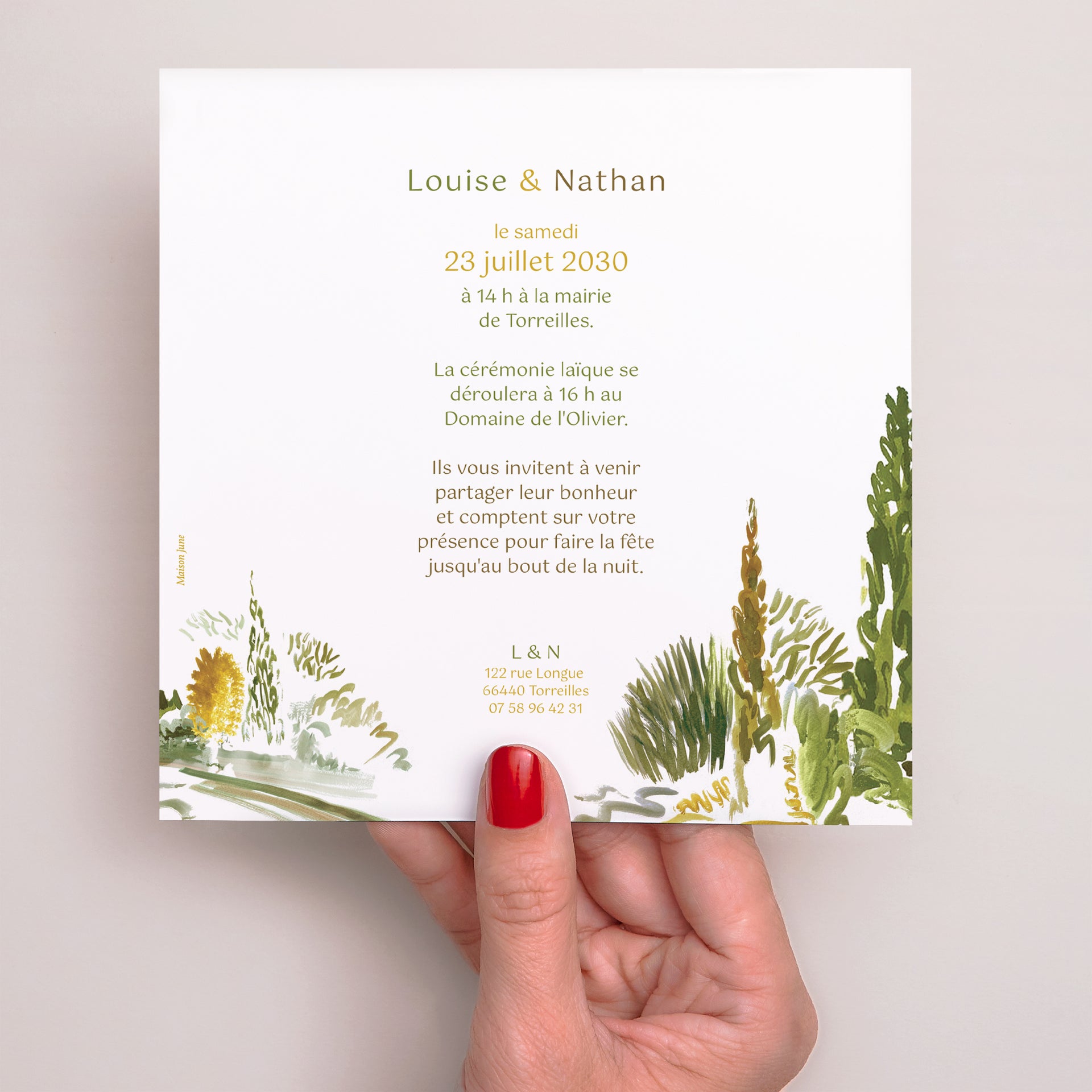 Faire-part Mariage Simple carré En chemin – Maison June