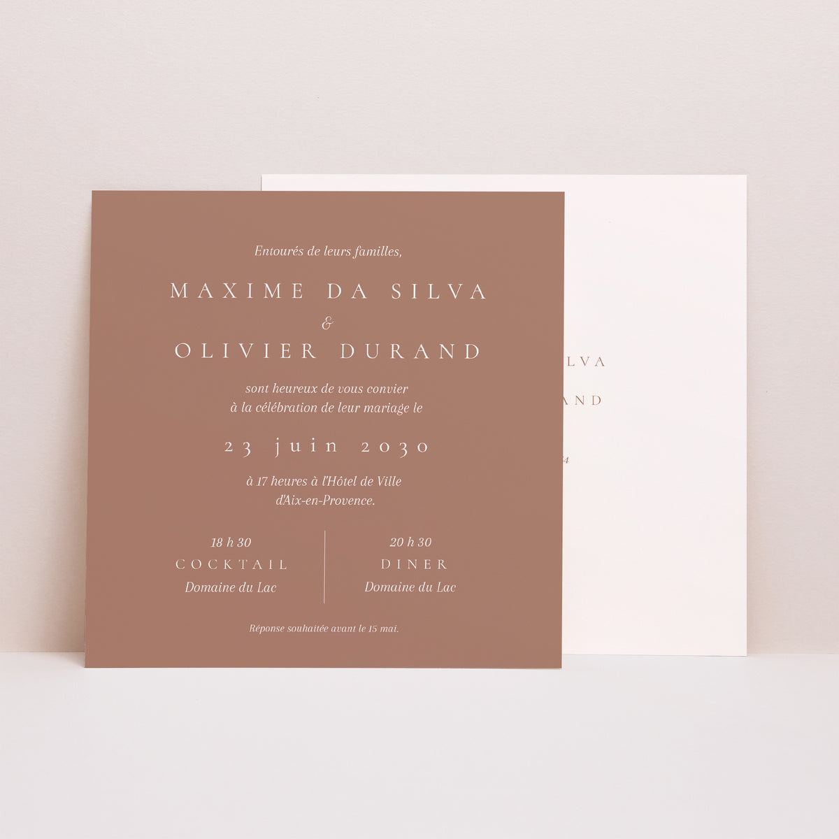 Faire-part Mariage Simple carré Mocha Mousse – Maison June