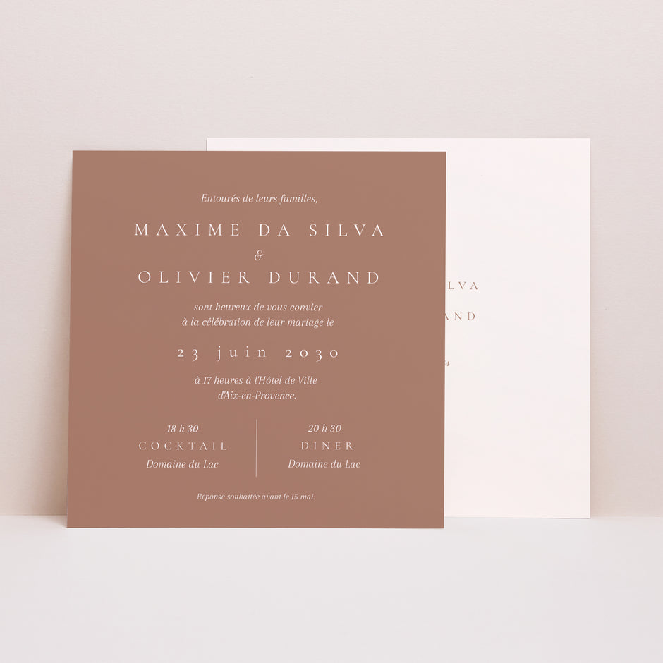Invitations Mariage Portrait Mocha Mousse – Maison June