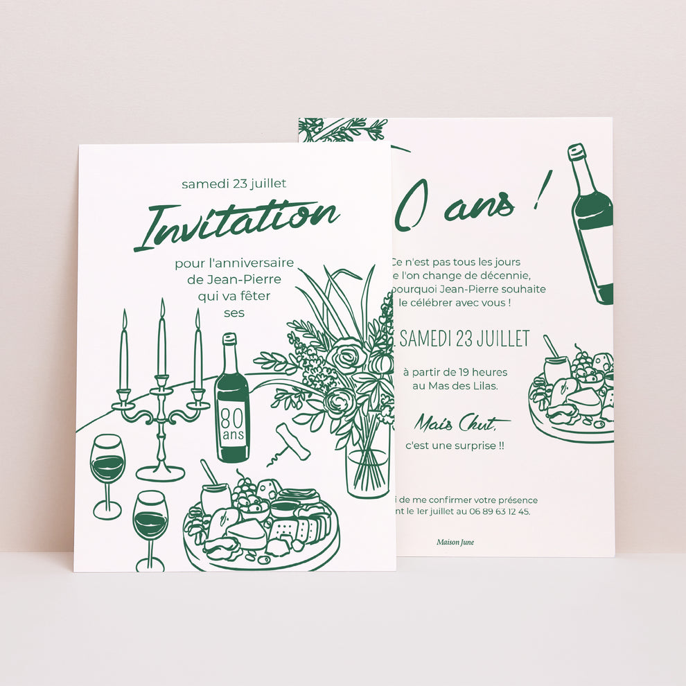 Invitations Anniversaire Adulte Portrait Apéro dinatoire – Maison June