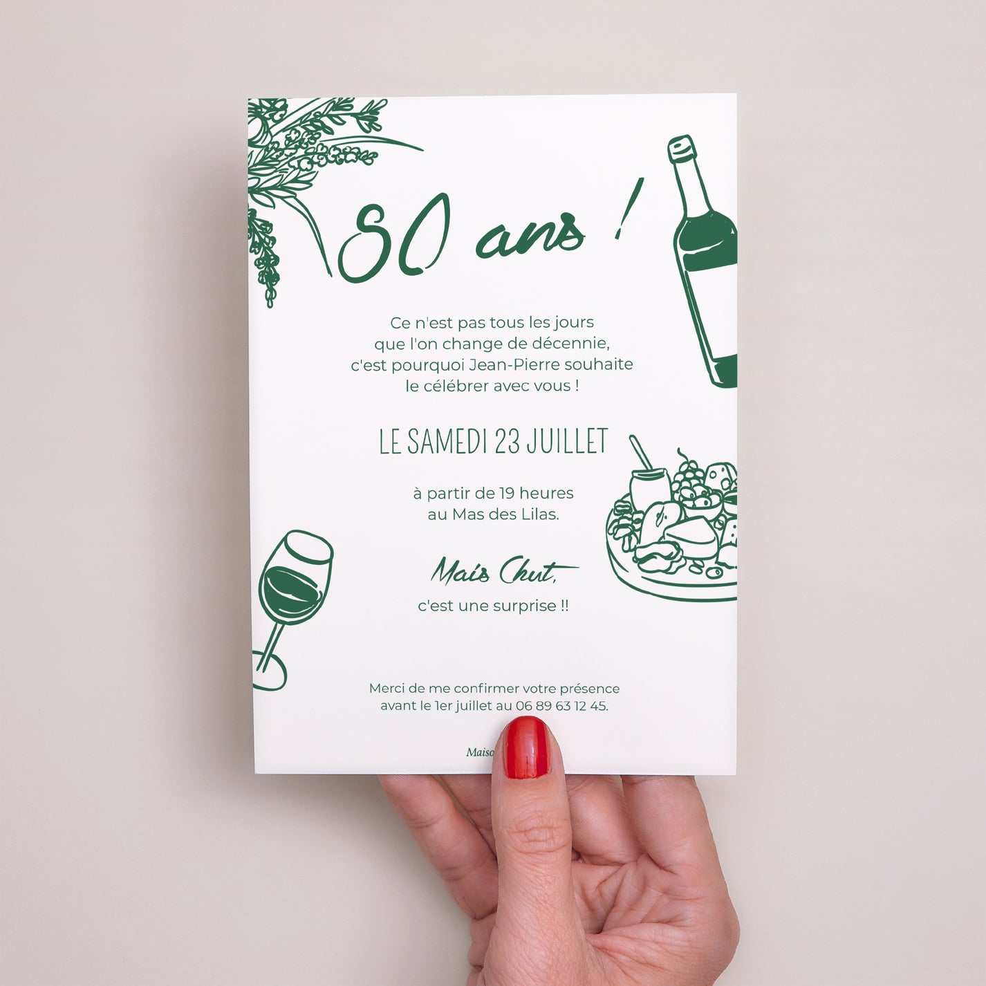 Invitations Anniversaire Adulte Portrait Apéro dinatoire – Maison June